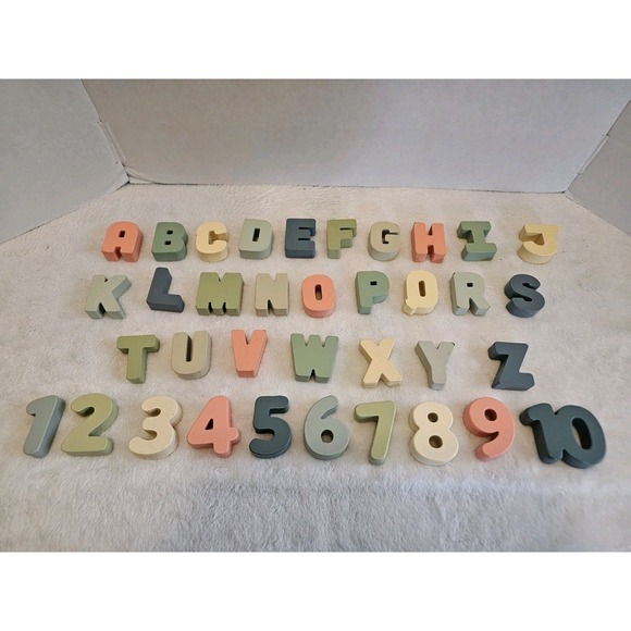 Toys | Wooden Alphabet Letters Numbers Set Pastel Nursery Decor Kids ...